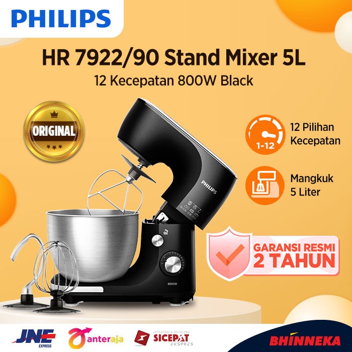 Jual PHILIPS Stand Mixer 5 Liter 12 Kecepatan 800 Watt HR7922/90 ...
