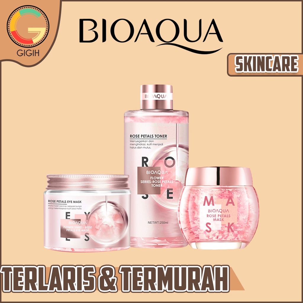 Jual BIOAQUA FLOWER ROSE PETALS SERIES ( TONER / PETALS MASK / EYEMASK ...