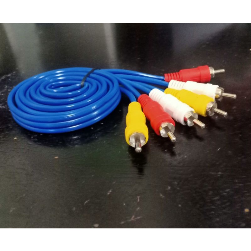 Jual mahal biru kabel AV Aux audio video Jack colokan 3 rca to 3 male 3 ...