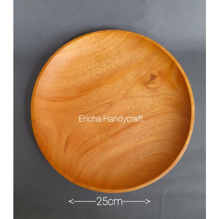 Jual piring kayu/piring bulat/piring saji/piring kayu 25cm/piring kayu ...