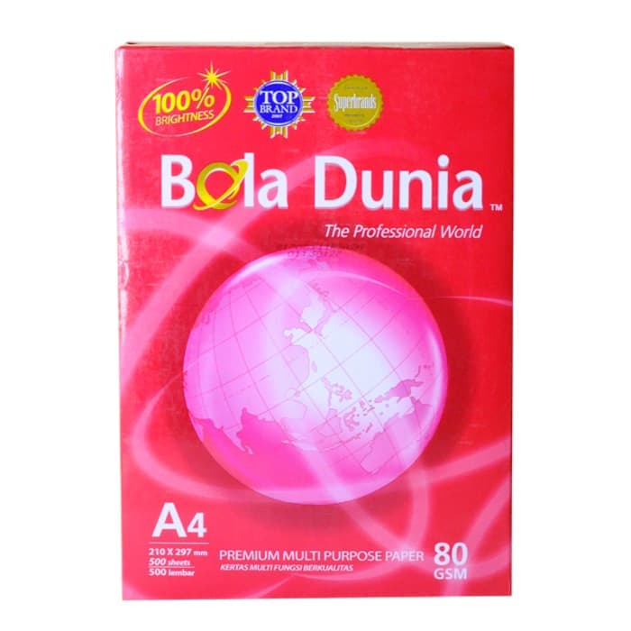 Jual KERTAS BOLA DUNIA 80GR QUARTO / KERTAS PRINT / FOTOCOPY / 80 ...