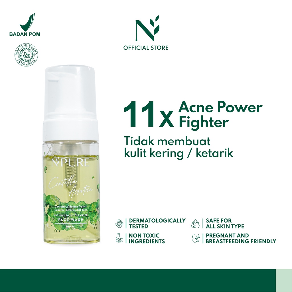 Jual sabun muka jewarat NPURE Face Wash / FOAM CENTELLA ASIATICA (Cica ...