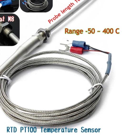 Jual Sensor Suhu RTD PT100 Probe 10cm 100mm PT-100 Kabel 2M 2 Meter ...