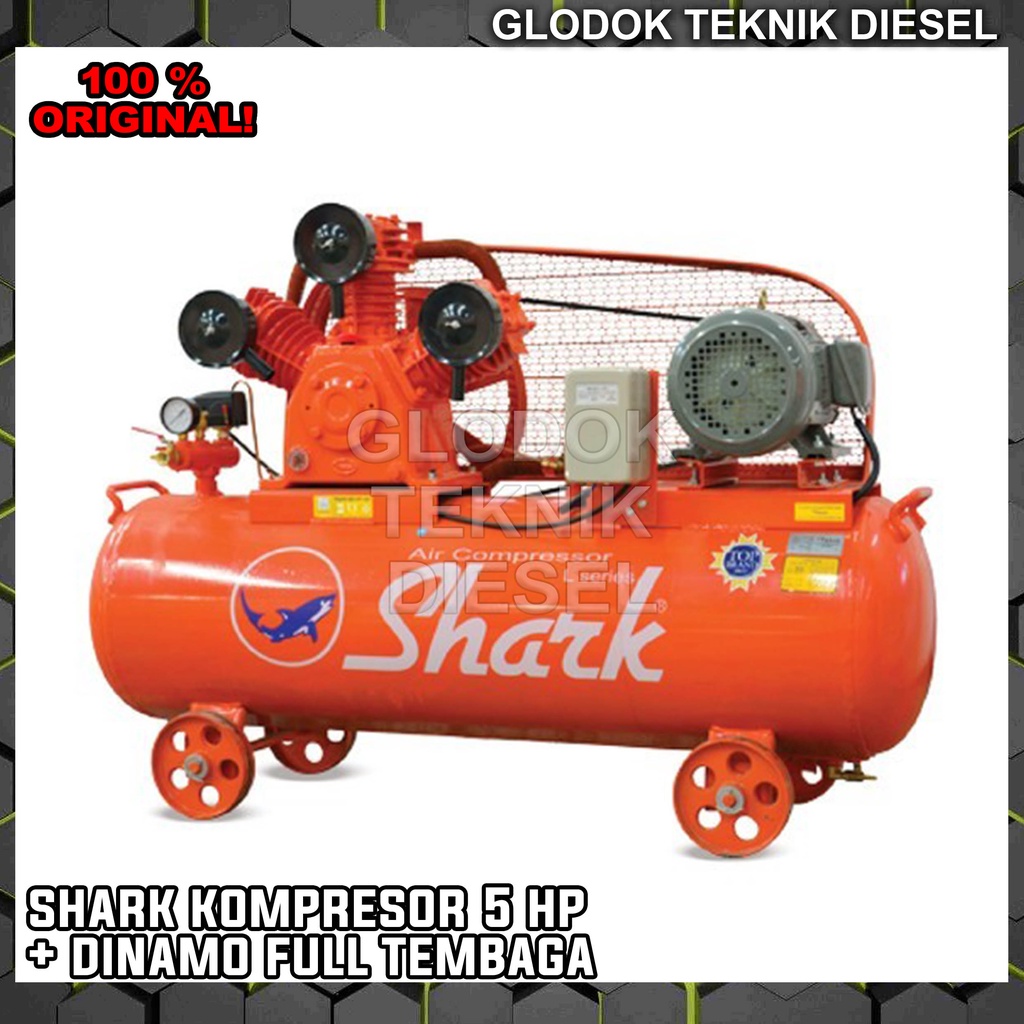 Jual SHARK Kompresor Angin 5 HP PK + Dinamo Full Tembaga Electro Motor ...