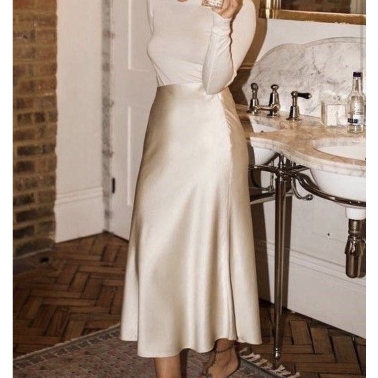 Jual ALINE MIDI SKIRT SATIN / ROK SATIN / MIDI SKIRT SILK / READY STOCK ...