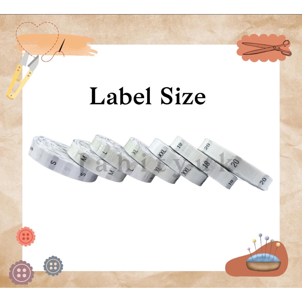 Jual Label Size WOVEN Putih Roll Kecil Ukuran SML | Shopee Indonesia