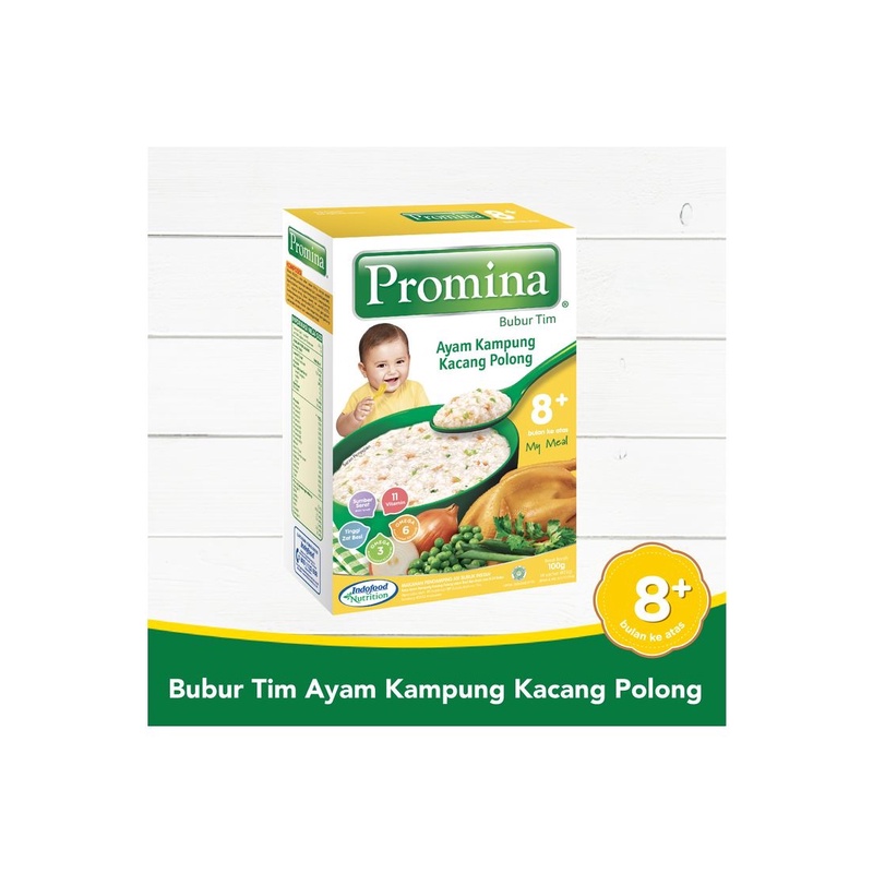 Jual Promina Bubur Tim 8+ Ayam Kampung Kacang Polong 100 Gram | Shopee ...
