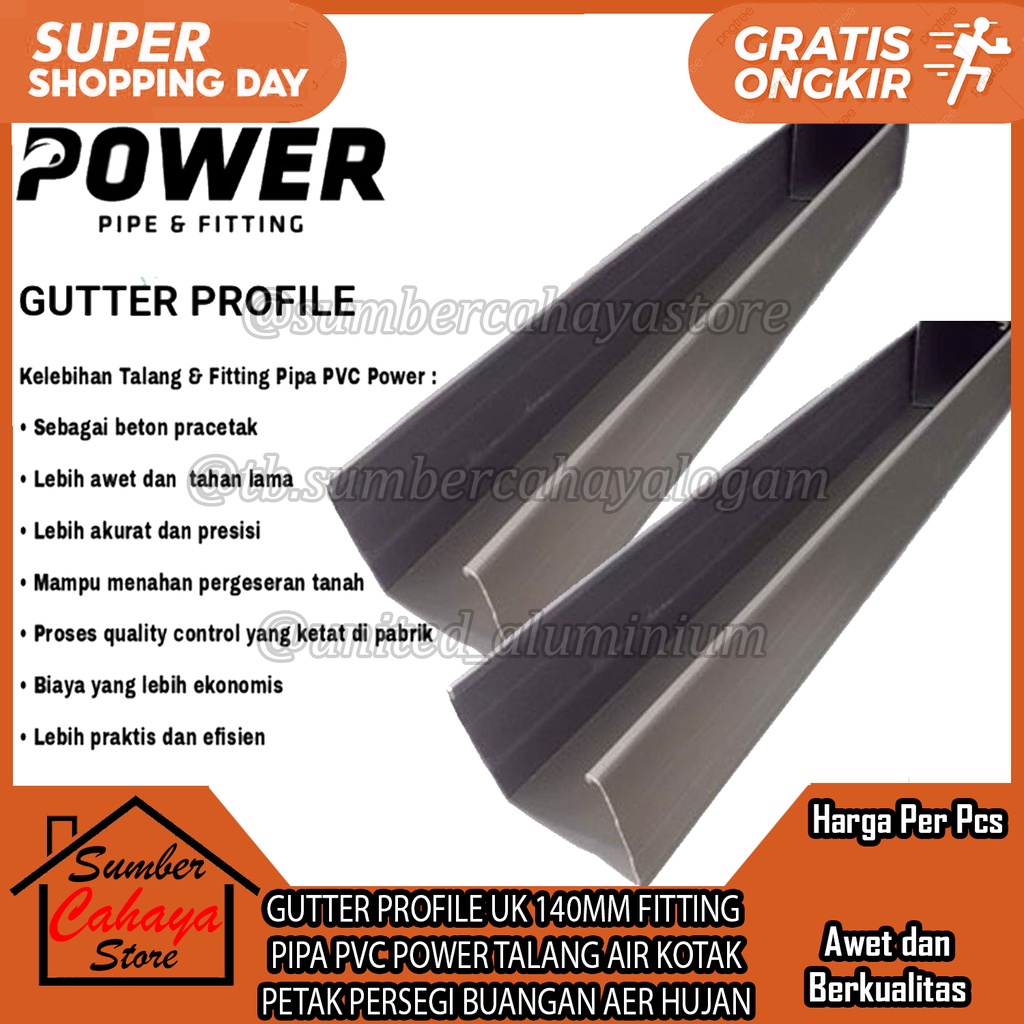Jual TALANG AIR KOTAK BUANGAN AER HUJAN GUTTER PROFILE UK 140MM FITTING ...