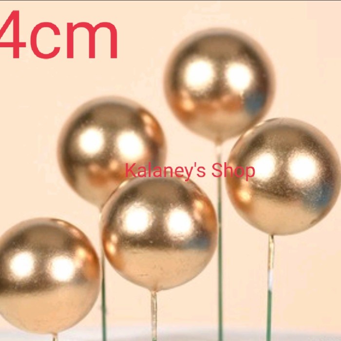 Jual Topper cake bola emas, hiasan kue bulat emas, topper gold ball, 4cm | Shopee Indonesia