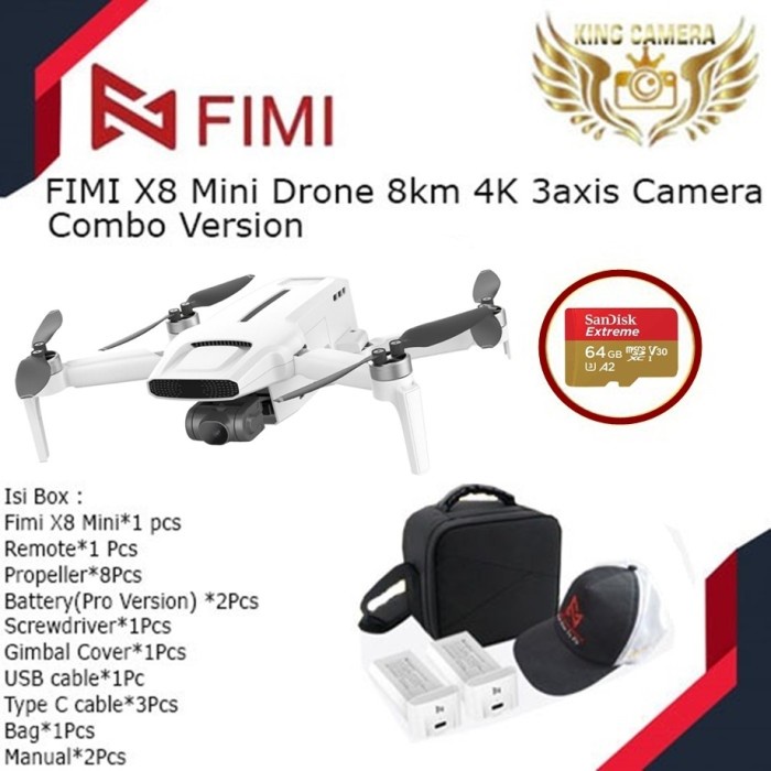 Jual FIMI X8 Mini Drone 8km 4K 3axis Camera - PRO COMBO VERSION | Shopee Indonesia