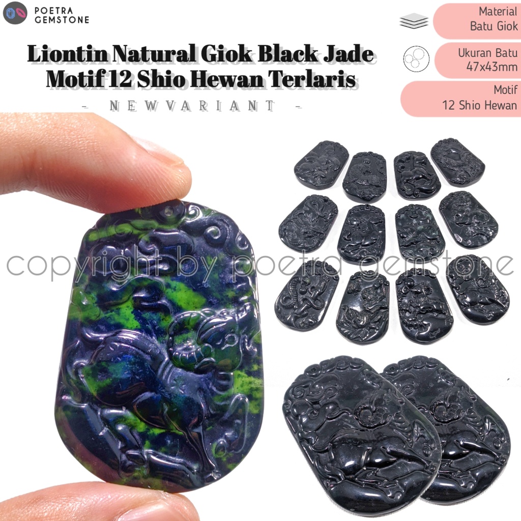 Jual Liontin Natural Batu Alam Giok Black Jade Motif 12 Shio Hewan ...
