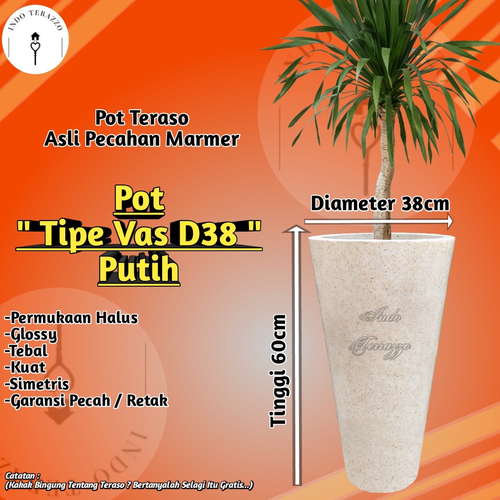 Jual POT KERAMIK BESAR Pot Teraso Vas T60 D38 INDO TERAZZO - POT ...