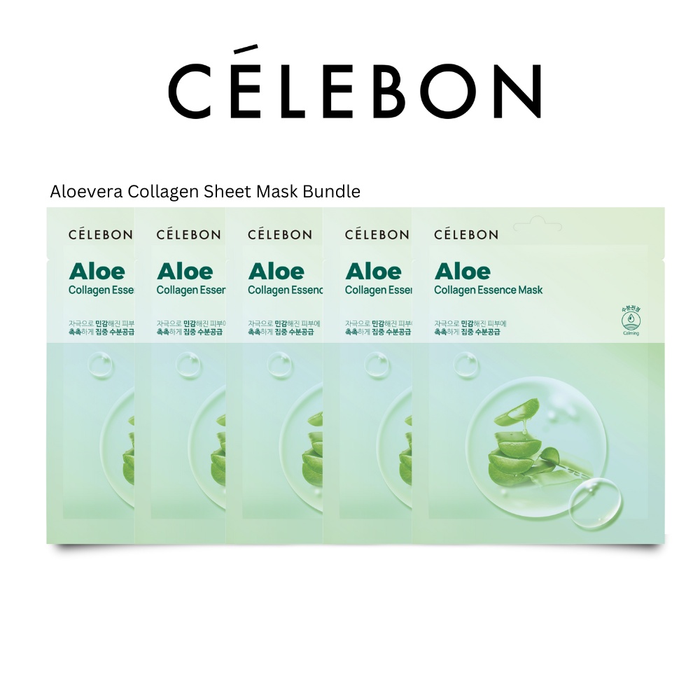 Jual CELEBON - Bundle Aloe Collagen Essence Mask (5pcs) | Shopee Indonesia