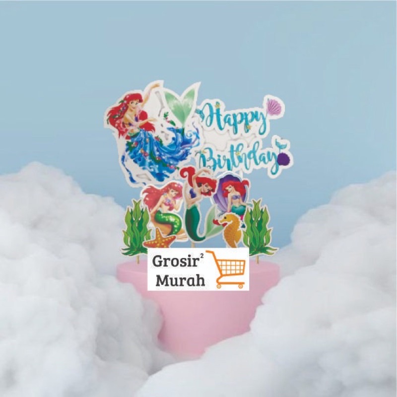 Jual Cake topper kertas HBD Ariel Mermaid | Shopee Indonesia