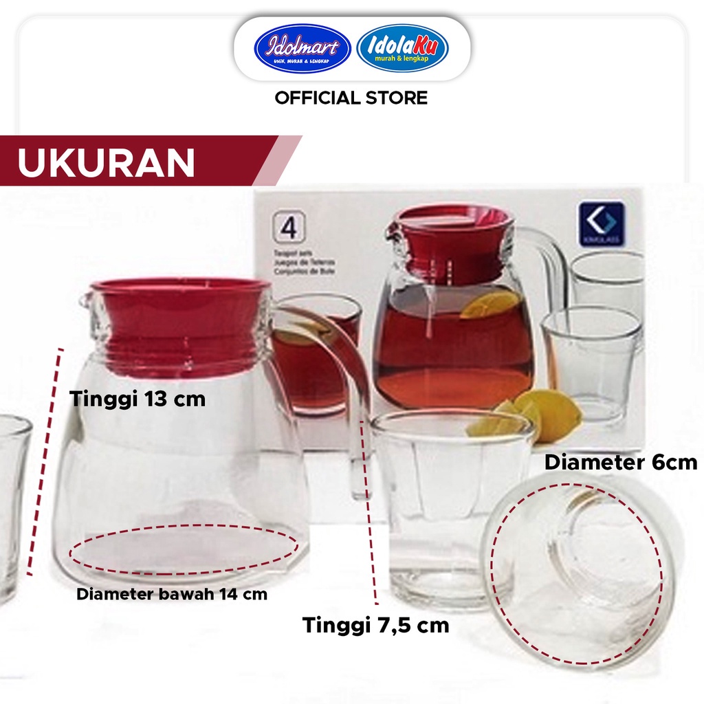 Jual IDOLAKU Teko Set Mini Kimglass - Teko plus Gelas 4in1 - Teapot ...