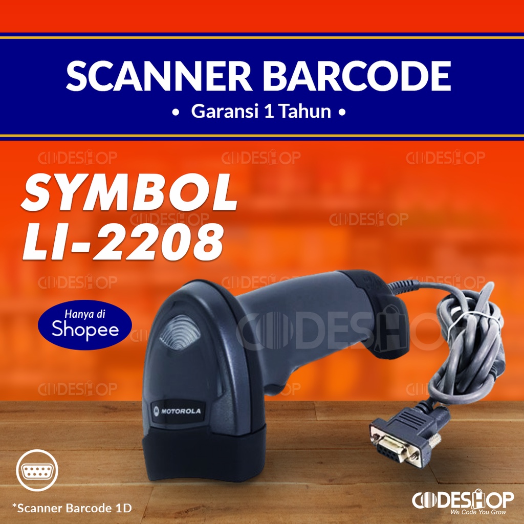 Jual Scanner Barcode SYMBOL ZEBRA LI-2208 Serial 1D Scanner | Shopee ...