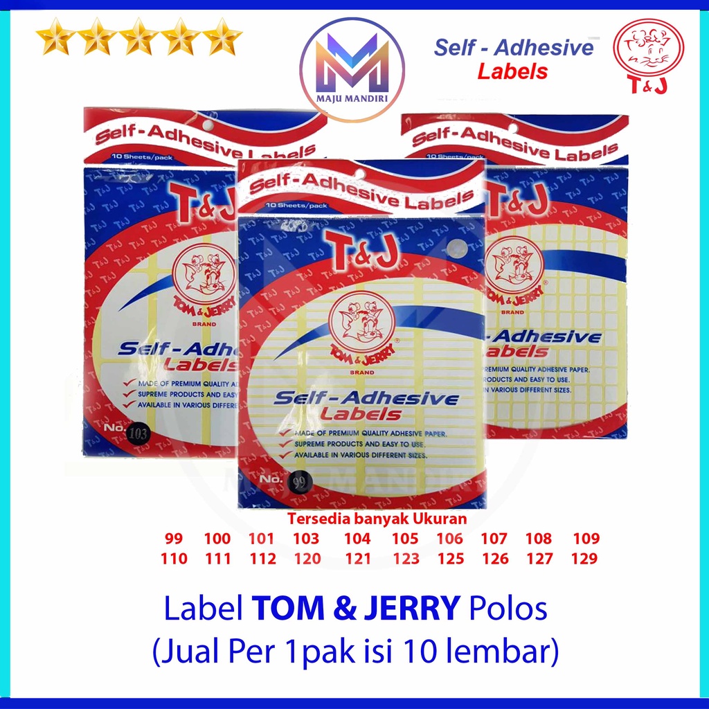 Jual Label Tom & Jerry Putih / Stiker TJ Nama Undangan / Labels Tom jerry no 99 100 101 103 104 ...