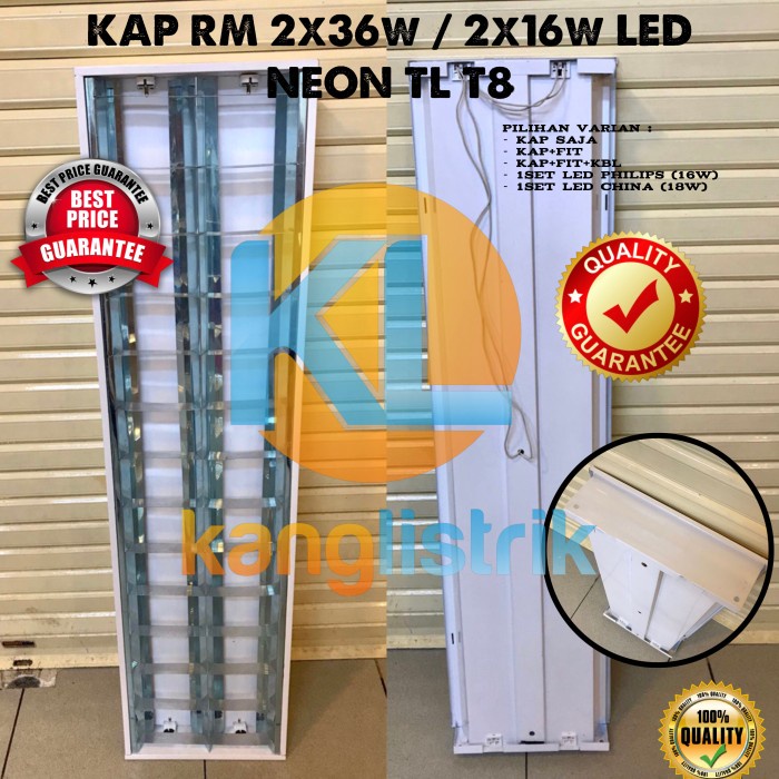 Jual Lampu Kap Rm 2X36 Set Komplit Tl Led Philips 2X16 Watt T8 Panjang ...