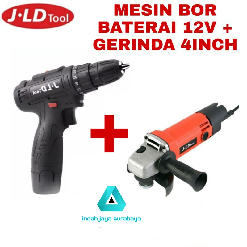 Jual Promo paket set Bor batre bor cordless JLD 12S bolak balik dan ...