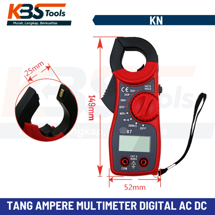 Jual Tang Clamp Ampere Digital KN - Multimeter Multi tester - Kabel ...