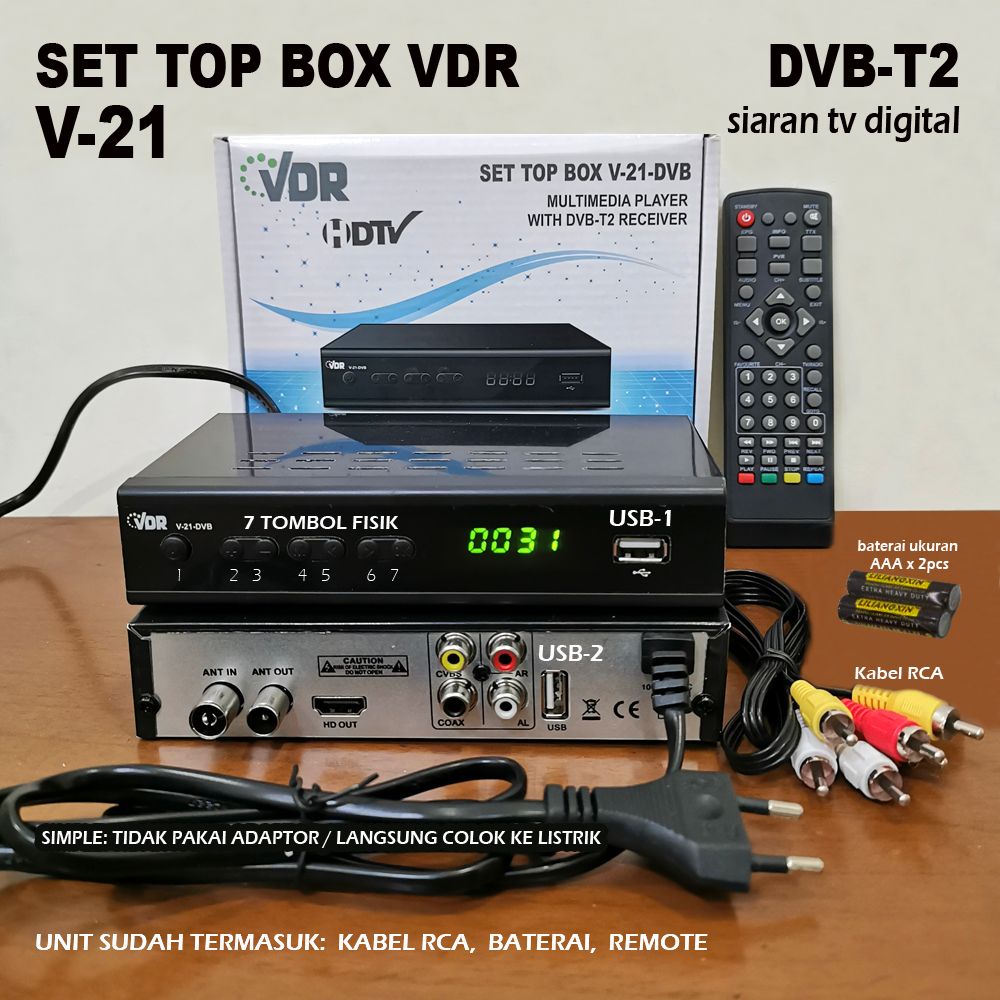 Jual STB VDR V-21DVB Set Top Box TV Digital V21 DVB Receiver V21DVB ...