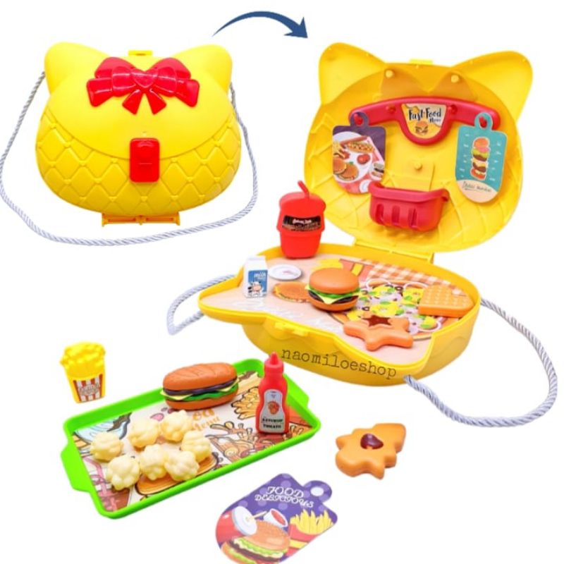 Jual KOPER BURGER PLAYSET mainan masak masakan koper tas dan SET BURGER ...