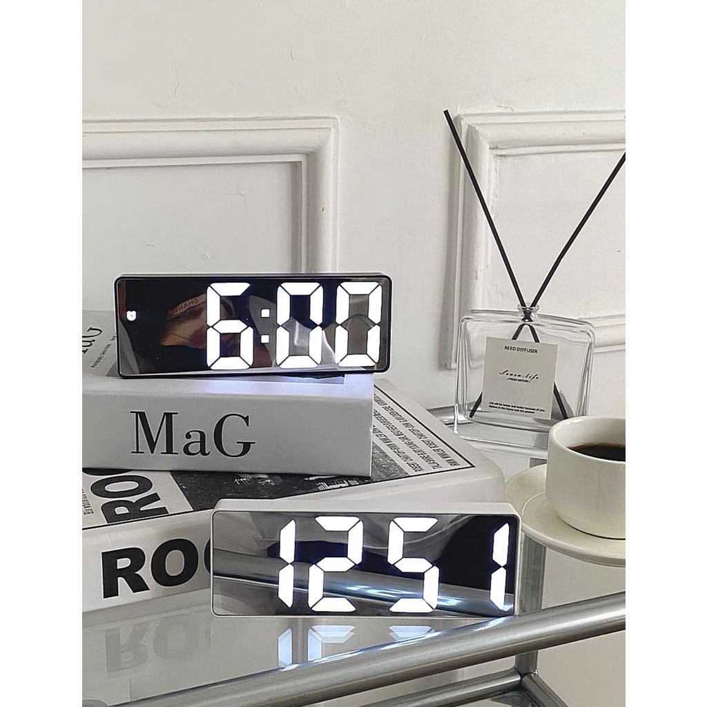 Jual Jam Meja LED Alarm Acrylic Cermin Aesthetic Korea | Shopee Indonesia