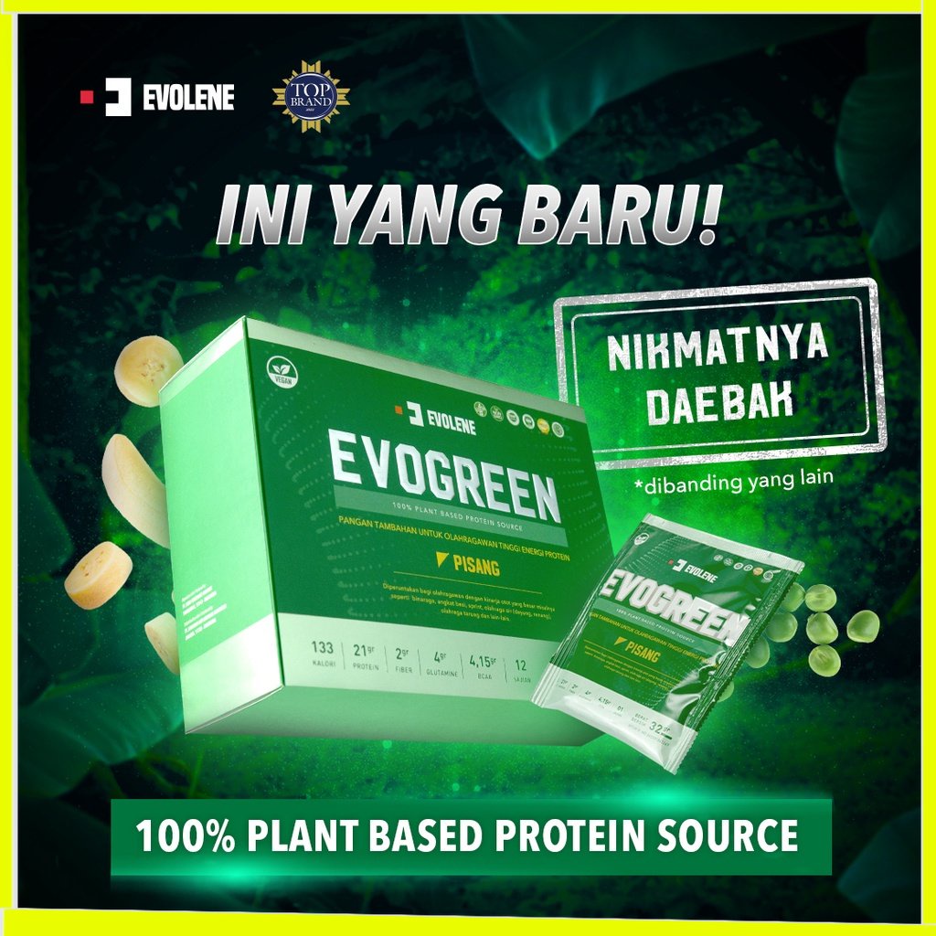 Jual EVOLENE EVOGREEN 1 Sachet 1 Serving Vegan Protein Plant Based ...