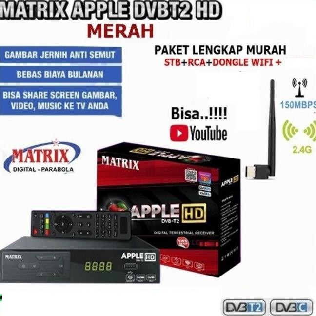 Jual Set Top Box Matrix Apple HD TV Digital DVB T2 - Bisa Youtube+Donggle WIFI | Shopee Indonesia