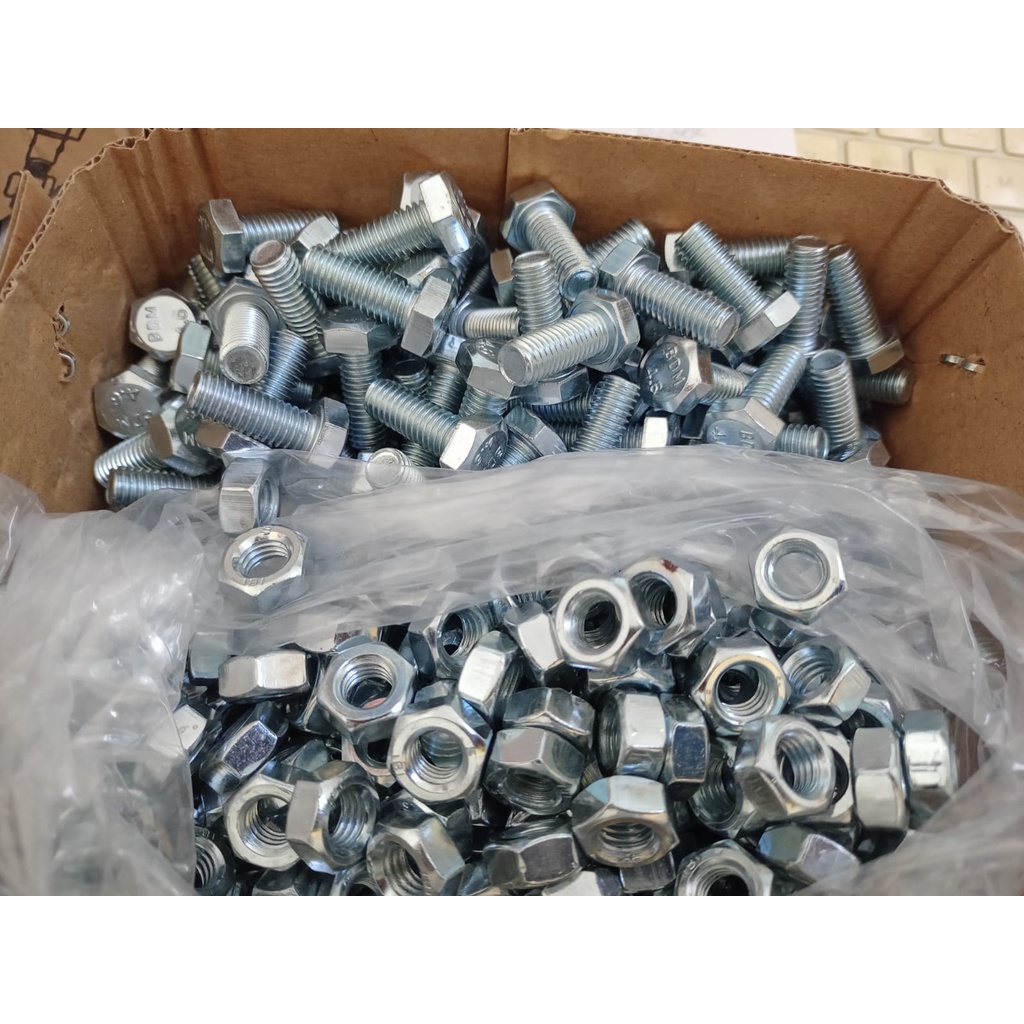 Jual BMP M6X10/ BAUT MUR PUTIH M6X10/ BAUT MUR HEX M6X10 | Shopee Indonesia