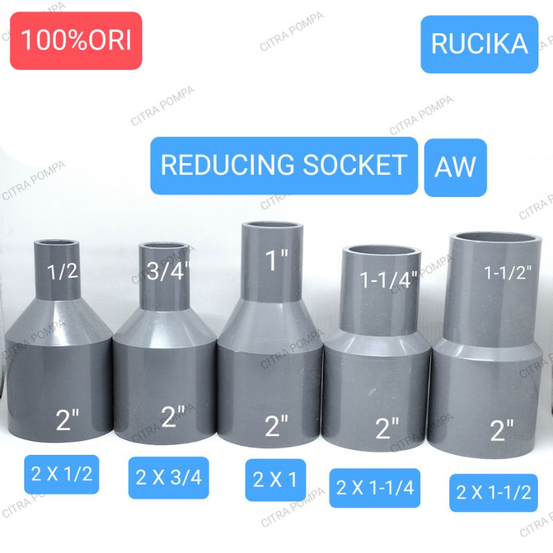 Jual RUCIKA REDUCING SOCKET 2 X 1/2" AW / PLOK SOCKET 2 X 3/4" AW 2 X 1" AW 2 X 1-1/4" AW 2 X 11 ...