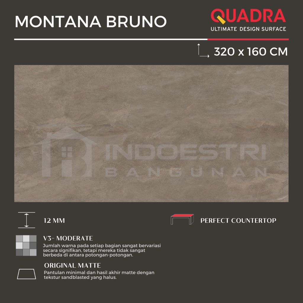 Jual Granit Quadra Montana Bruno 320 x 160cm (1 keping / 5,12m2) Original Matte | Shopee Indonesia
