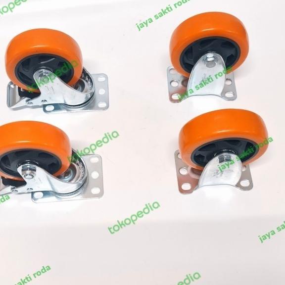 Jual Roda Troley xander germany 4 inch pu oren 2rem 2mati (isi 4 roda ...