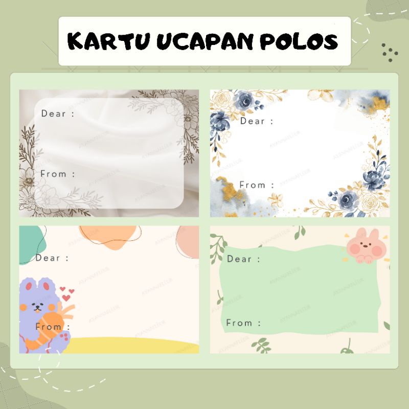 Jual Kartu Ucapan 1Pack | Greeting card | Gift card | Dear Blank card ...