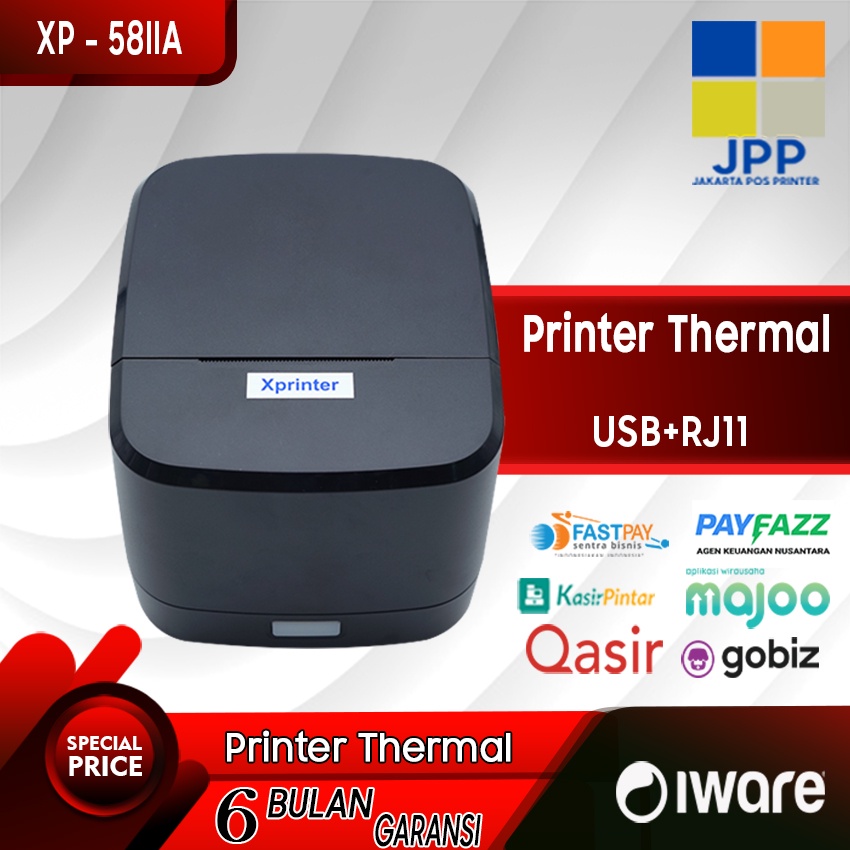 Jual Printer Kasir Thermal Xprinter XP-58IIA 58mm Usb+Bluetooth RJ11 ...