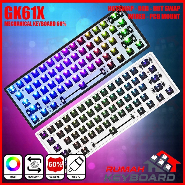 Jual GK61X - WIRED - RGB - 60% - HOTSWAP - MECHANICAL KEYBOARD ...