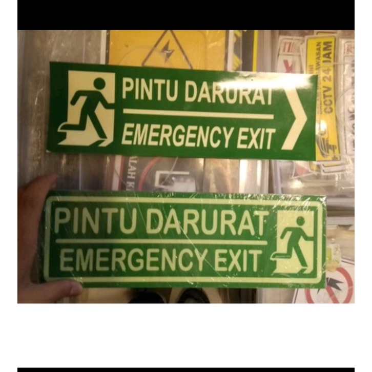 Jual SIGN STIKER PINTU DARURAT ( GLOW IN THE DARK ) STIKER K3 SAFETY ...