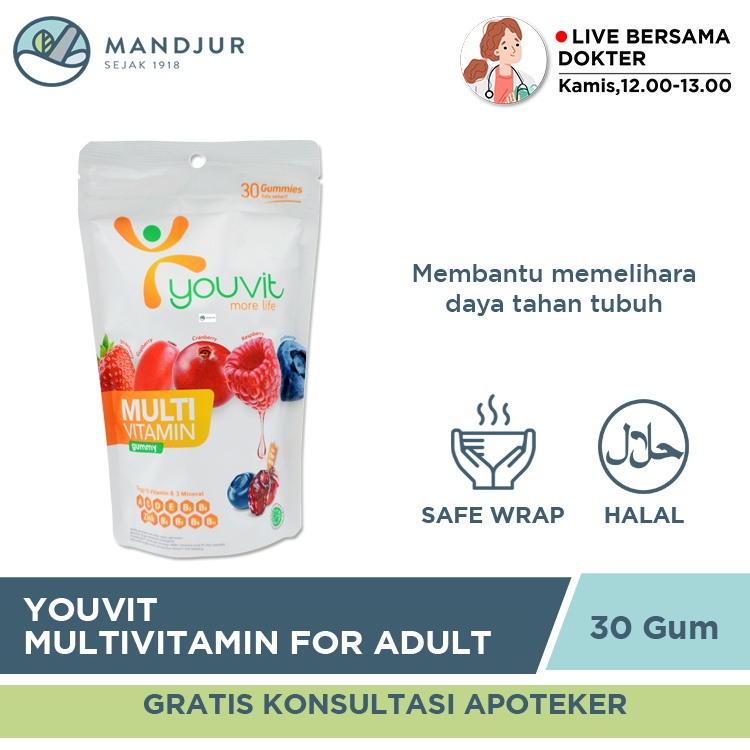 Jual Youvit Multivitamin For Adult 30 Gummies - Multivitamin Gummy Dewasa Rasa Mix Berry ...