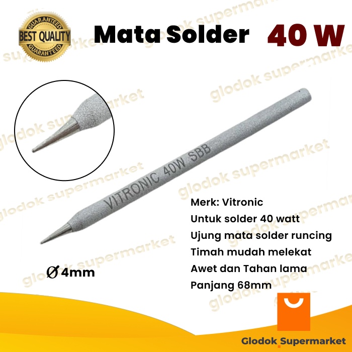 Jual Mata Solder Runcing Vitronic 40 Watt Solder Tip 40w Diameter 4mm ...