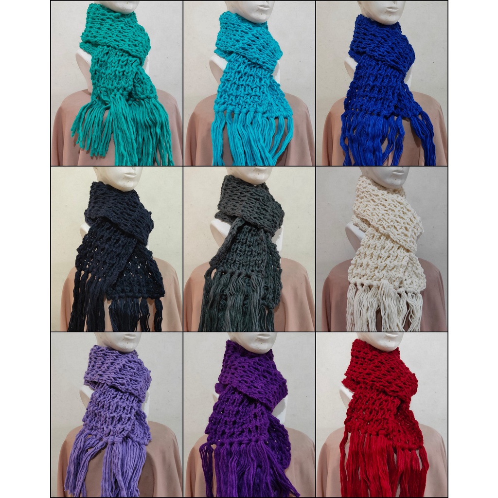 Jual Syal rajut handmade dewasa scarf shawl SYAL-JARING | Shopee Indonesia