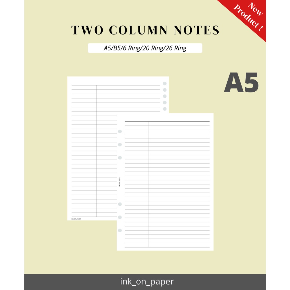 Jual A5 - Kertas Binder, Planner, Two Colum Notes by INK_ON_PAPER ...