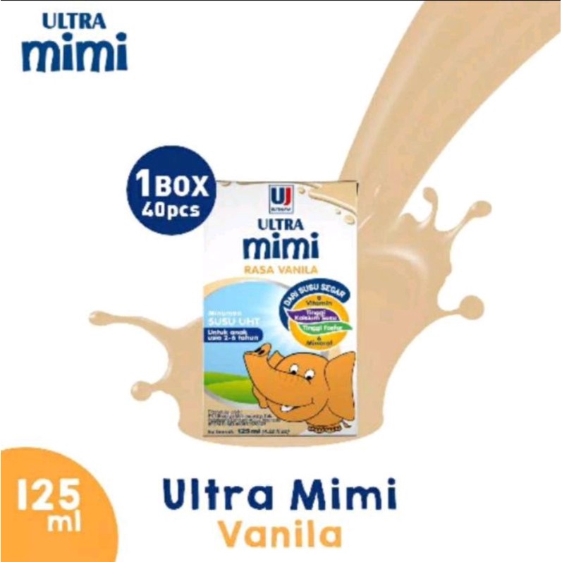 Jual ULTRAMILK//SUSU ULTRA MIMI VANILLA 125ML // 40PCS // 1DUS | Shopee ...