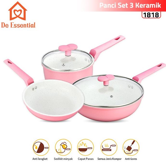 Jual Panci Set Keramik 1818 - Luversa Panci Ceramic Set 3Pcs Siyengoo ...