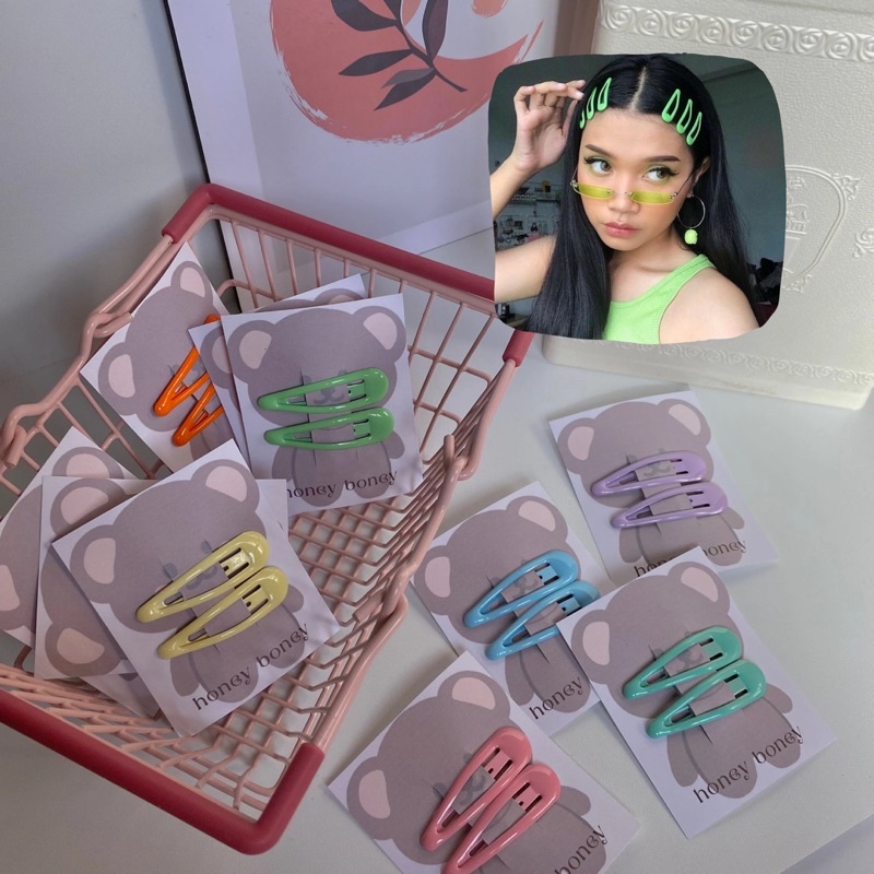 Jual ʕ•ᴥ•ʔ Candy Hair Clip • premium • jepit rambut warna warni rainbow ...