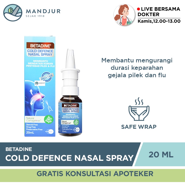 Jual Betadine Cold Defence Nasal Spray 20 ML - Obat Semprot Pilek dan ...