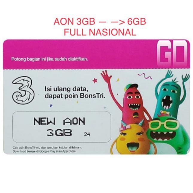 Jual VOUCHER THREE NEW AON 6GB | Shopee Indonesia