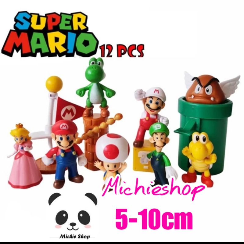 Jual Action Figure Super Mario Bros set 12pcs Topper kue Collection ...