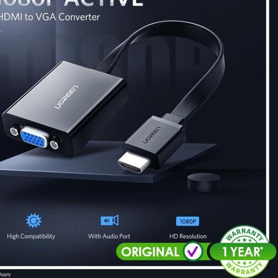 Jual Ugreen Converter HDMI to VGA with Audio 16cm Black- 40248 | Shopee Indonesia