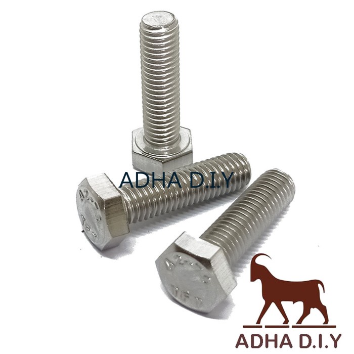 Jual BAUT M16 STAINLEES STEEL 304 DRAT 16 MM PITCH 2.00 MM KUNCI 24 MM ...