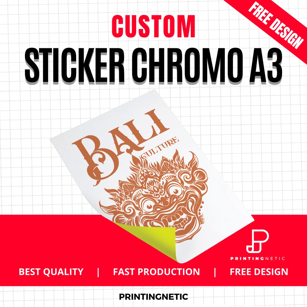 Jual (FREE DESIGN) Custom Sticker Chromo A3 Full Colour Ukuran 31,5 x ...